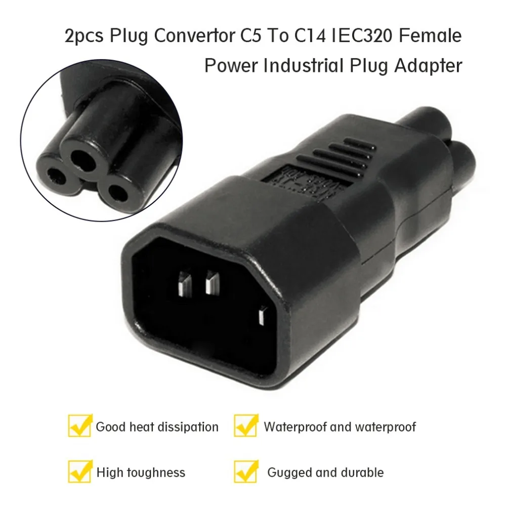 2pcs Plug Convertor C5 To C14 IEC320 C14 To C5 Female Power Industrial ...