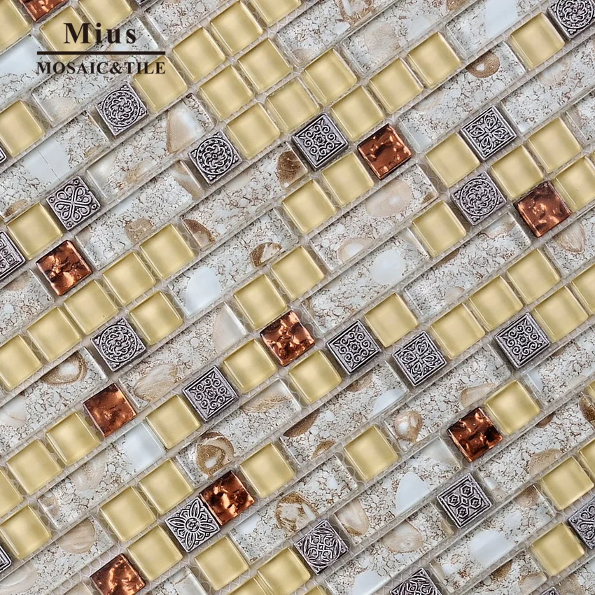 Hot sale shell mosaic mix gold foil glass tile for wall decoration|tile ...