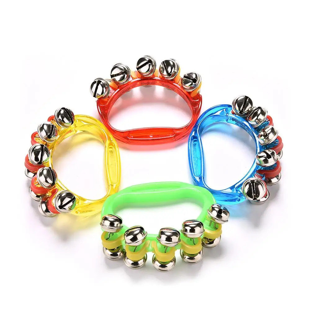 1pcs Random Color Hand Shake Bell Ring For Baby Ten Bells Rattles ...
