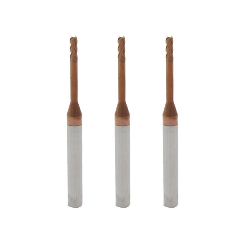 4Flutes 1mm 1.5mm 2mm HRC60 solid carbide Long neck flat End Mills CNC ...