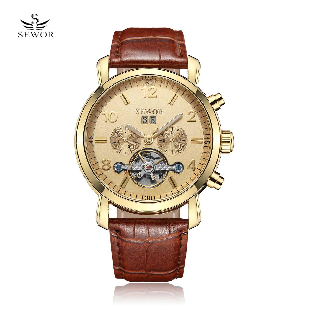 SEWOR New Men Full automatic Mechanical Watch Tourbillon Luxury Fashion ...