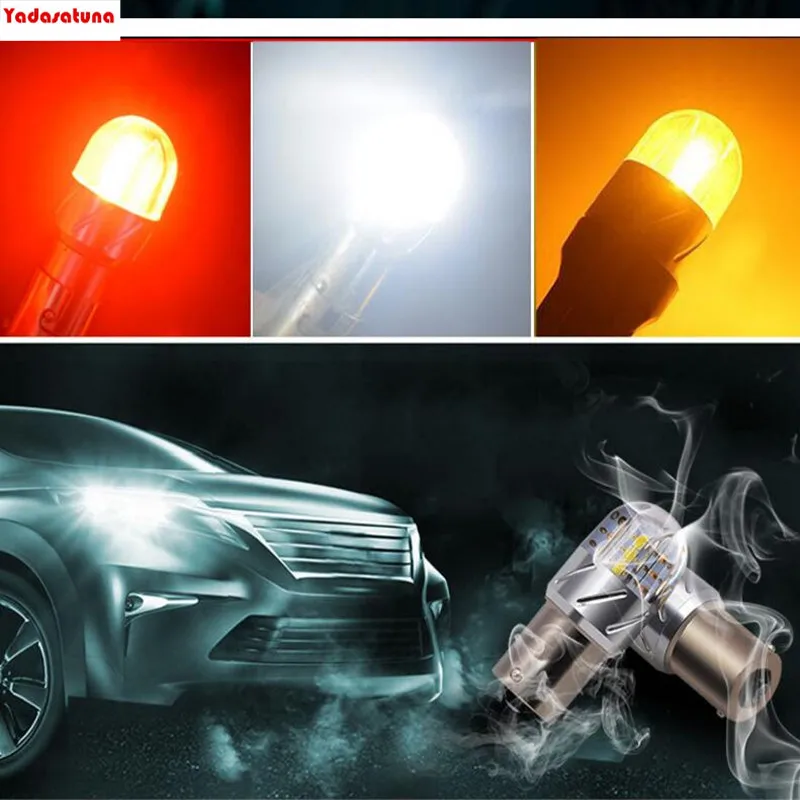 2Pcs Car LED Light 1156 White/Yellow/Red TURN SIGNAL INDICATOR CANBUS ...