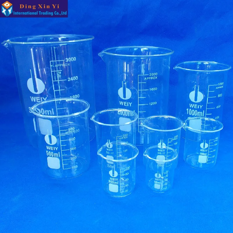 Low Form Beaker Chemistry Laboratory Borosilicate Glass Transparent ...