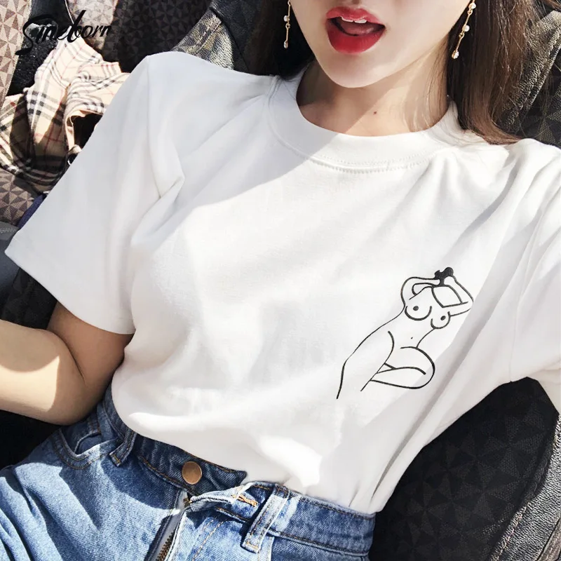 Women Sexy Body Funny Love 2018 Summer Loose Cotton Short Sleeve Female