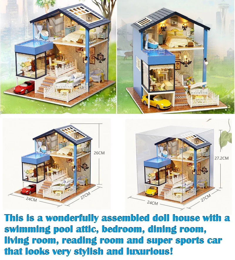 Dollhouse hut hand assembled toy house hut mini doll house model toys ...