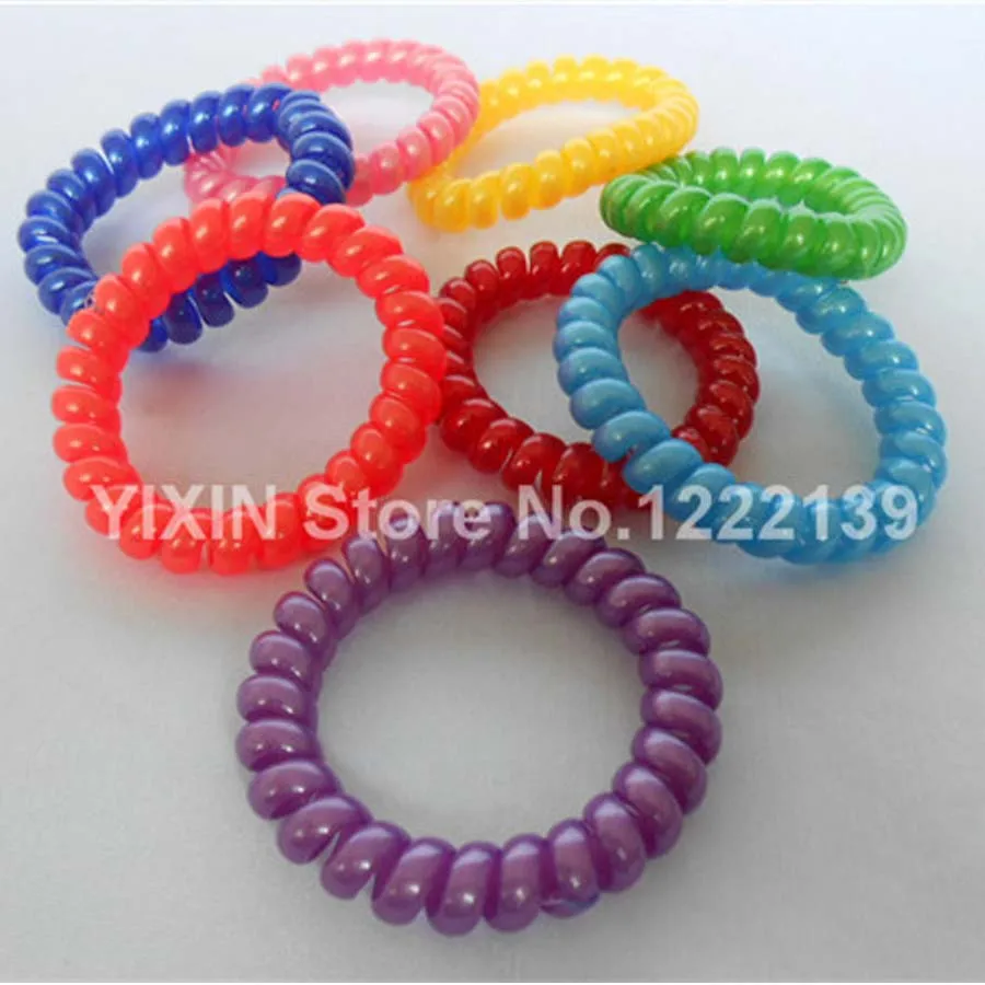 200pcs/lot Telephone Wire Candy Color Hair Band Elastic Rubber Band Gum ...