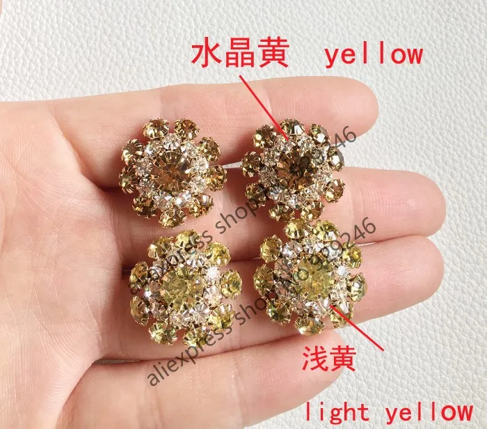 2 unids/lote de botones de diamantes de imitación de cristal amarillo ...