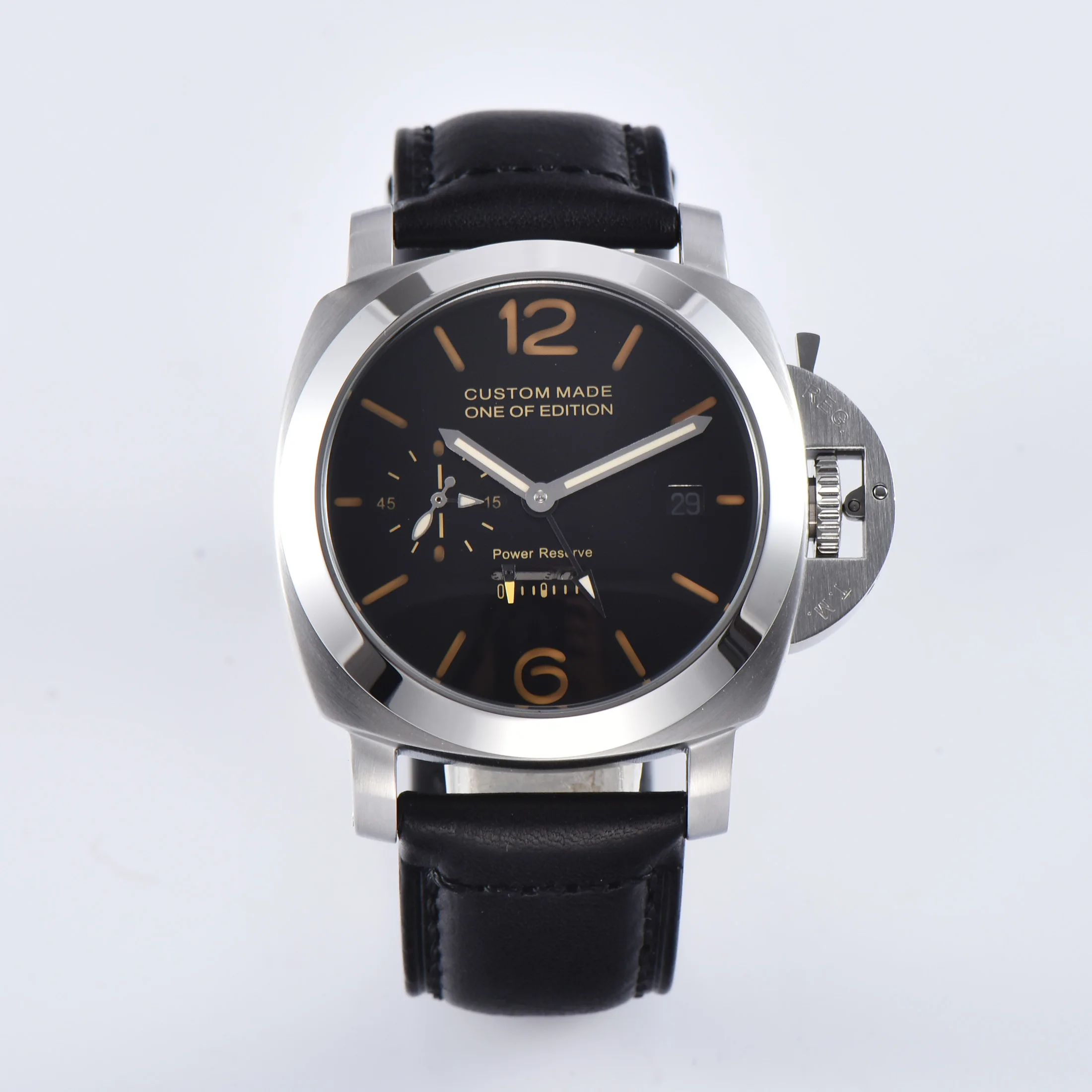 Reserva de energia relógio 44mm paenis movimento automático prata caixa ...