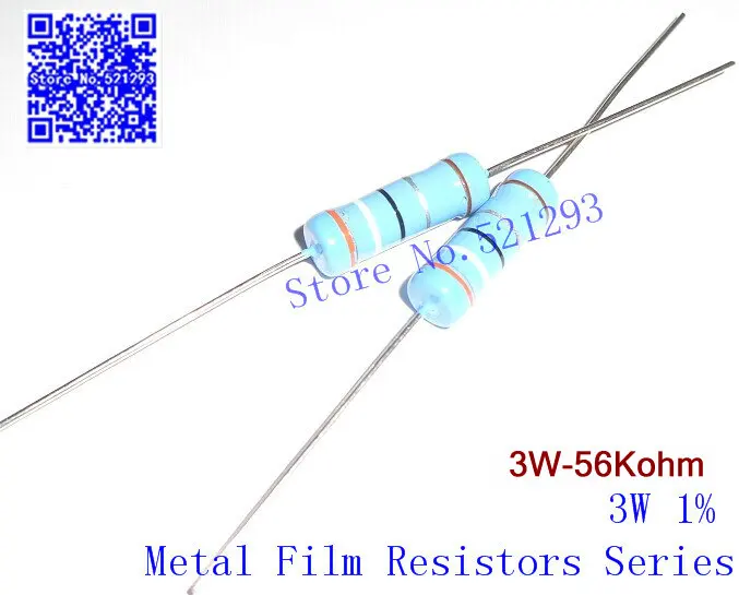 3W Metal Film Resistors 56K ohm +/ 1% / 3w 56k Color ring resistance ...