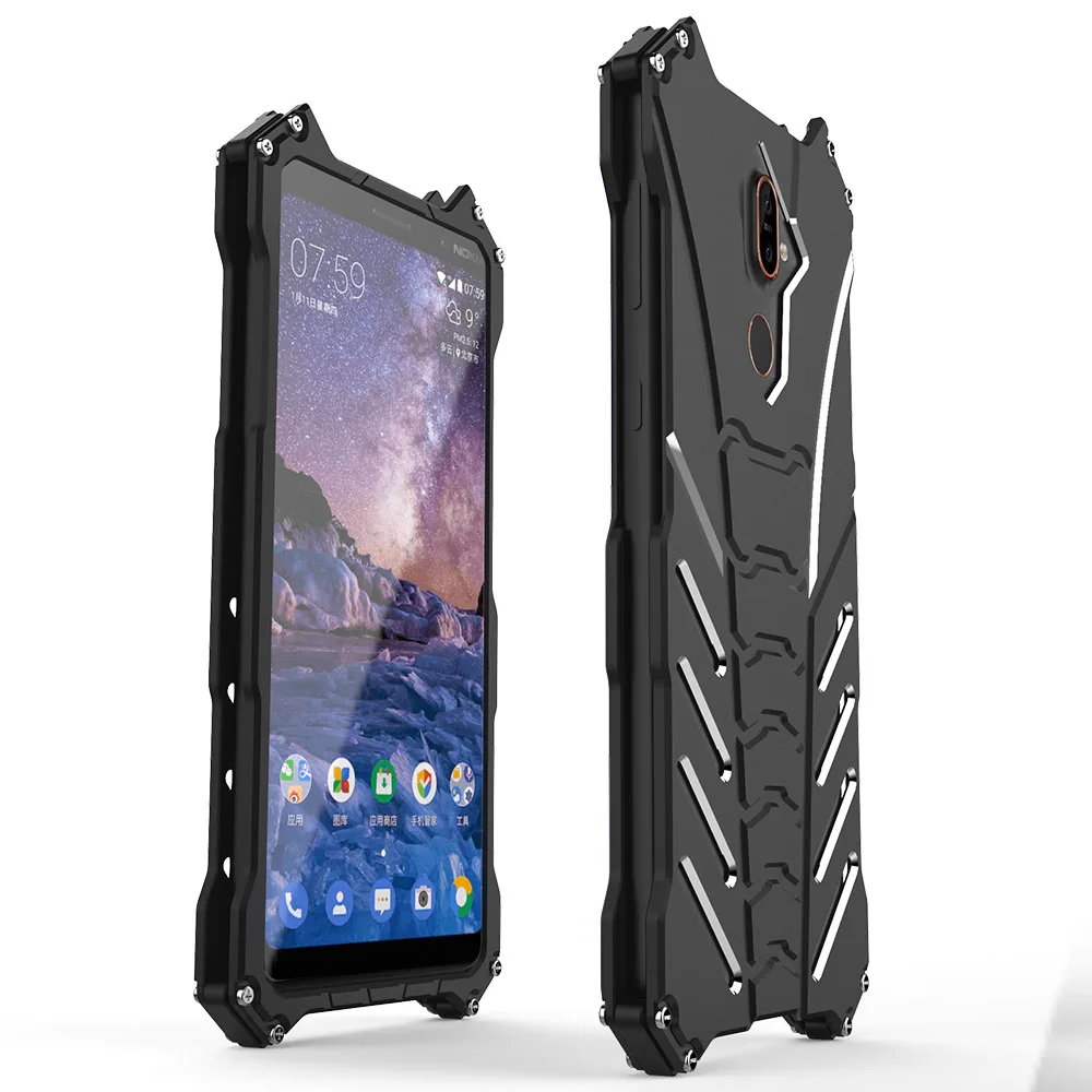 For Nokia 7plus Case Armor Heavy Dust Metal Aluminum CNC BATMAN Protect ...