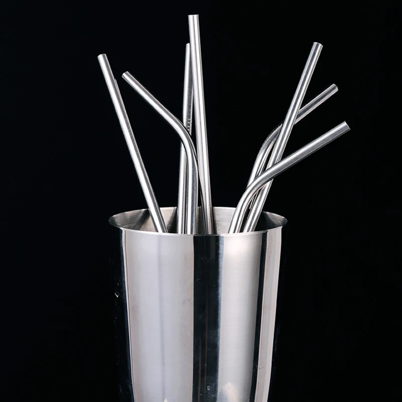 6pcs Lot Reusable 304 Stainless Steel Drinking Straws Metal Straw Set