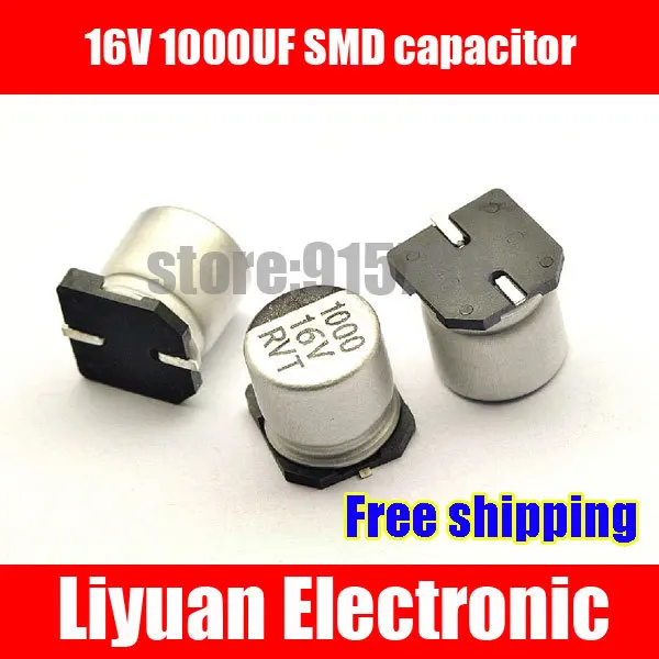 무료 배송 16V 1000 미크로포맷 SMD 알루미늄 전해 콘덴서/1000 미크로포맷 16V SMD 콘덴서/볼륨 10*10MM ...