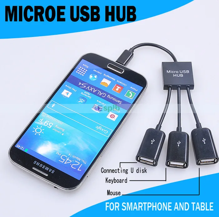 3 in 1 MIcro USB OTG Hub Cable Host Micro USB Hub Cable Adapter Power ...
