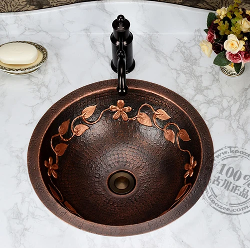Copper-classical-full-bronze-basin-wash-basin-counter-basin-vintage ...