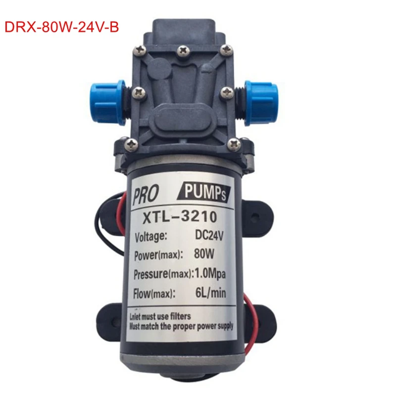 High Pressure DC 12V 24V 80W Electric Diaphragm Water Pump 6L/Min XTL ...