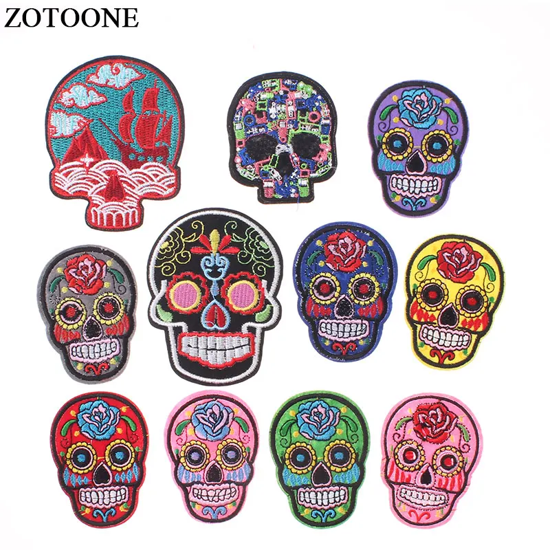 ZOTOONE Death Skull Patch for Clothing Iron on Embroidered Sewing ...