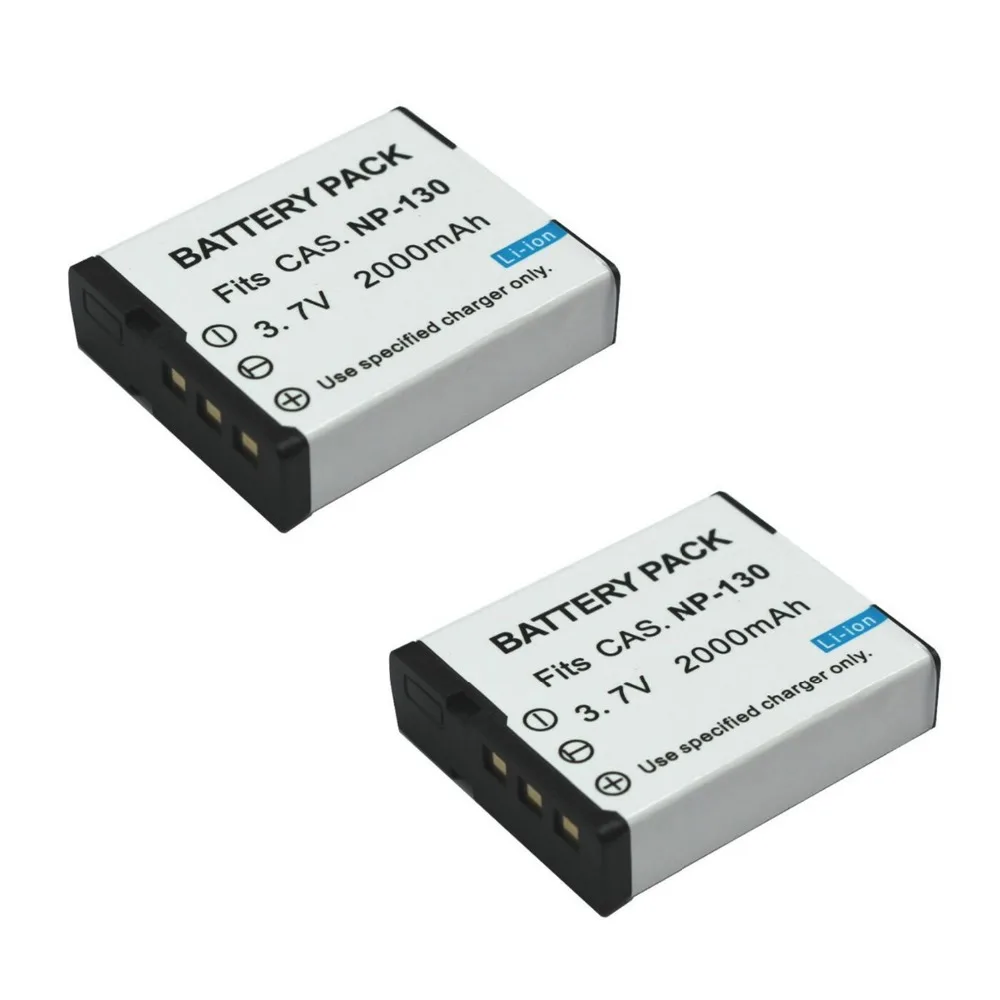 2 pcs 2000mAh NP 130 NP 130 Battery for Casio EX H30 ZR100 ZR200 ZR300 ...