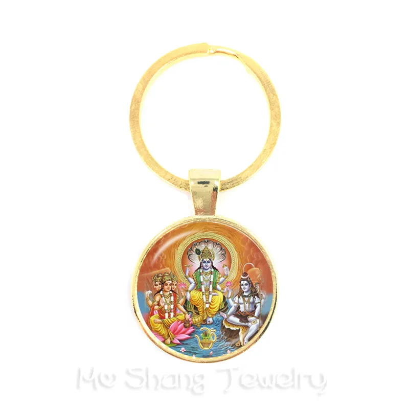 India Keychains God Brahma,Vishnu, Lord Shiva Jewelry Glass Cabochon ...