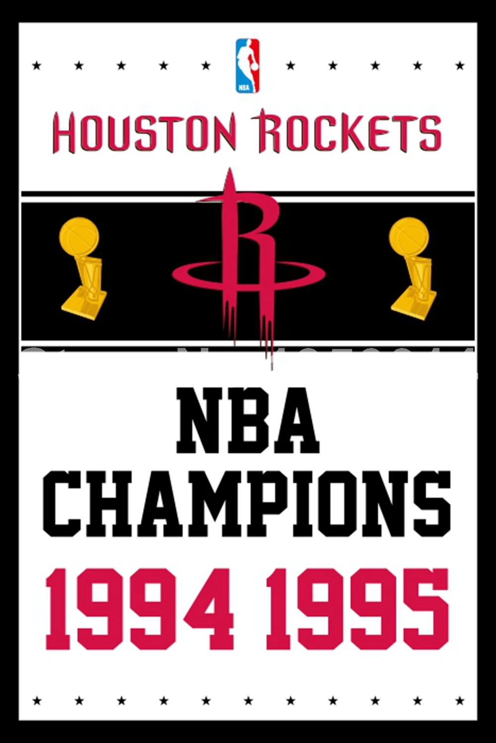 Houston Rockets World Champions Flag 3ft x 5ft Polyester NBA Banner ...