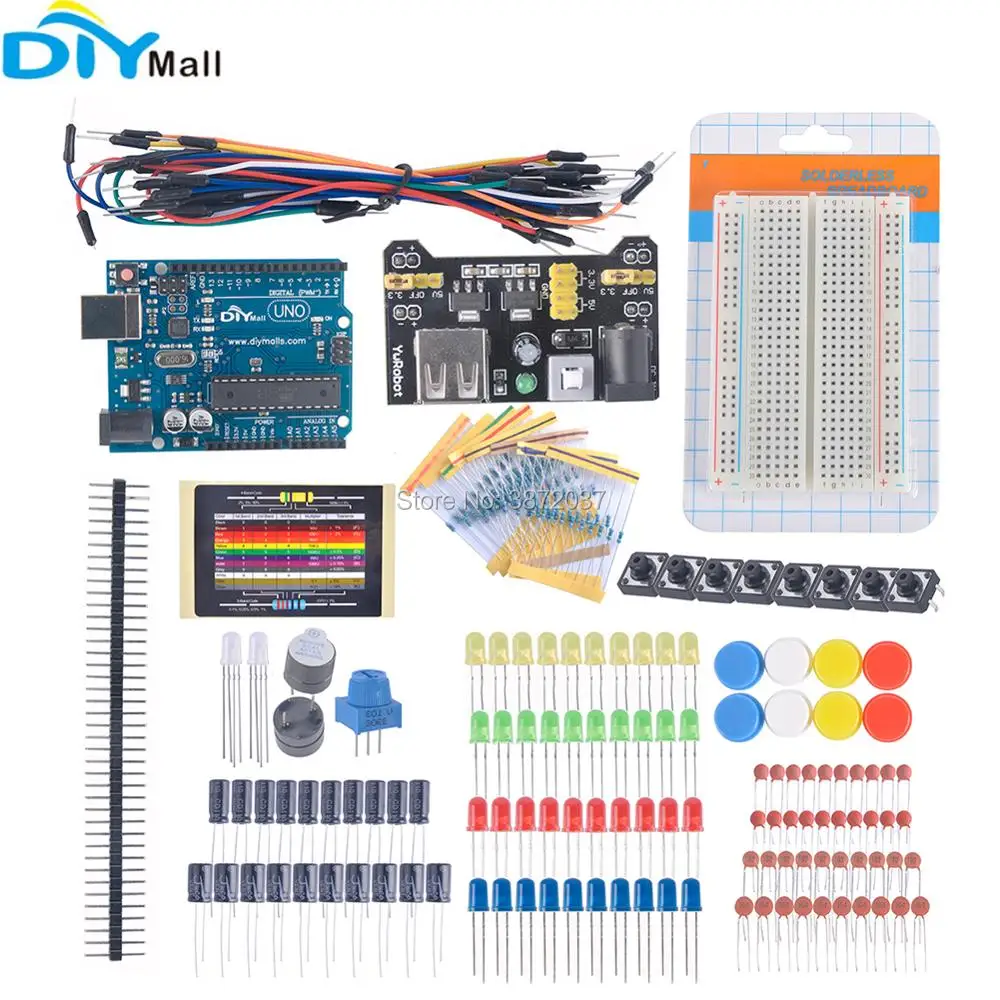 DIYmall UNO R3 Board Electronic Fans Kit Breadboard Cable Button Switch ...