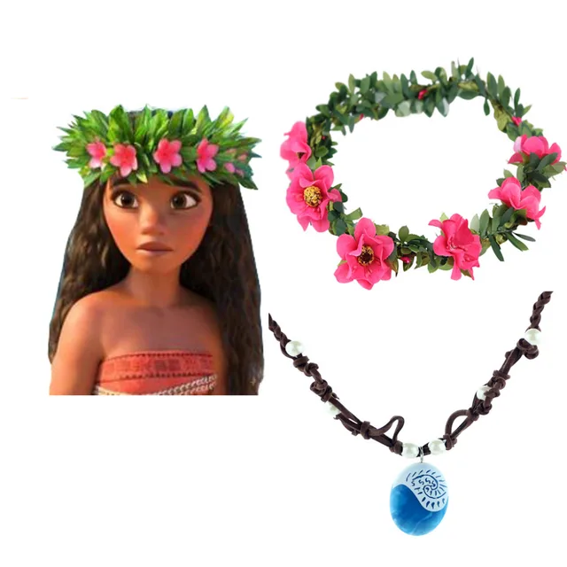 Princess Moana Flower Headwear Cosplay Accessories Necklace Lady's ...