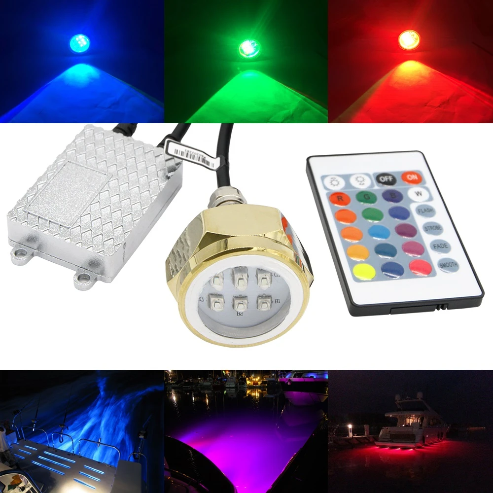 Super Bright 27W Boat Drain Plug LED light RGB Color changing 9 LED ...