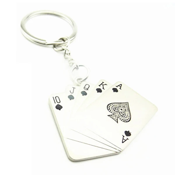 Metal Poker Card Pendant Keyring Key Chain Silver Tone| | - AliExpress