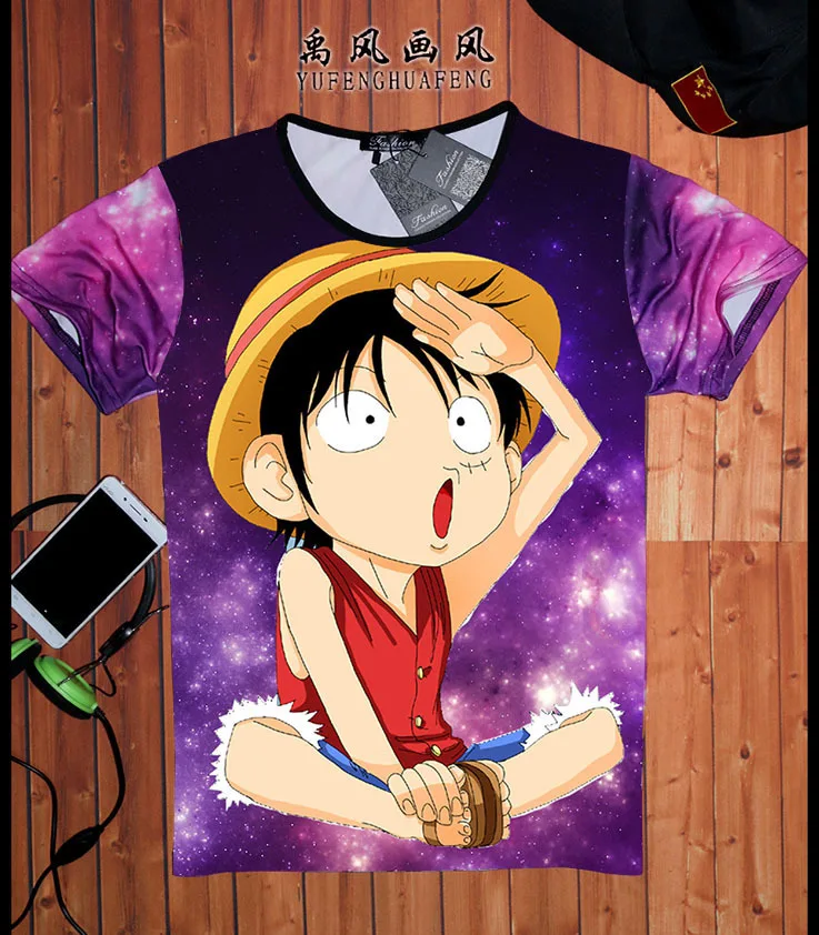 Free Shipping New Men Euro Size 3D T Shirts One Piece Cartoon Animation ...