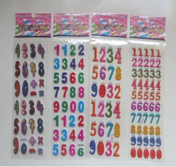 Mix 10 sheets Cute Kawaii Numbers Scrapbooking Bubble Puffy Stickers ...