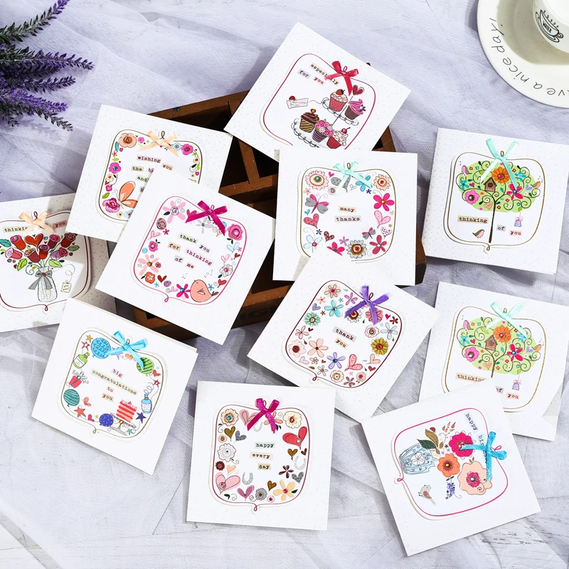 Cute Mini Greeting Cards Square Kids Handmade Birthday Flower Gift ...