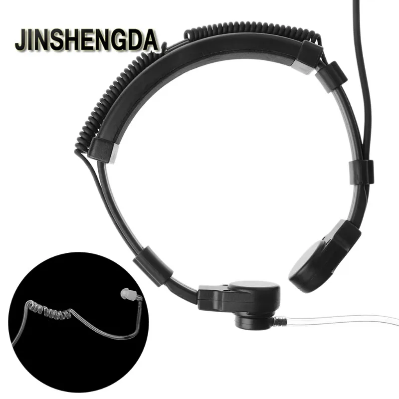 JINSHENGDA Microphone 2-Pin PTT Throat Microphone Earpiece Mic For ...