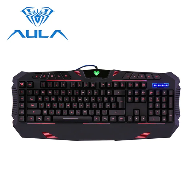 AULA gaming keyboard 120 keys LED backlit with hand rest USB Wired High ...