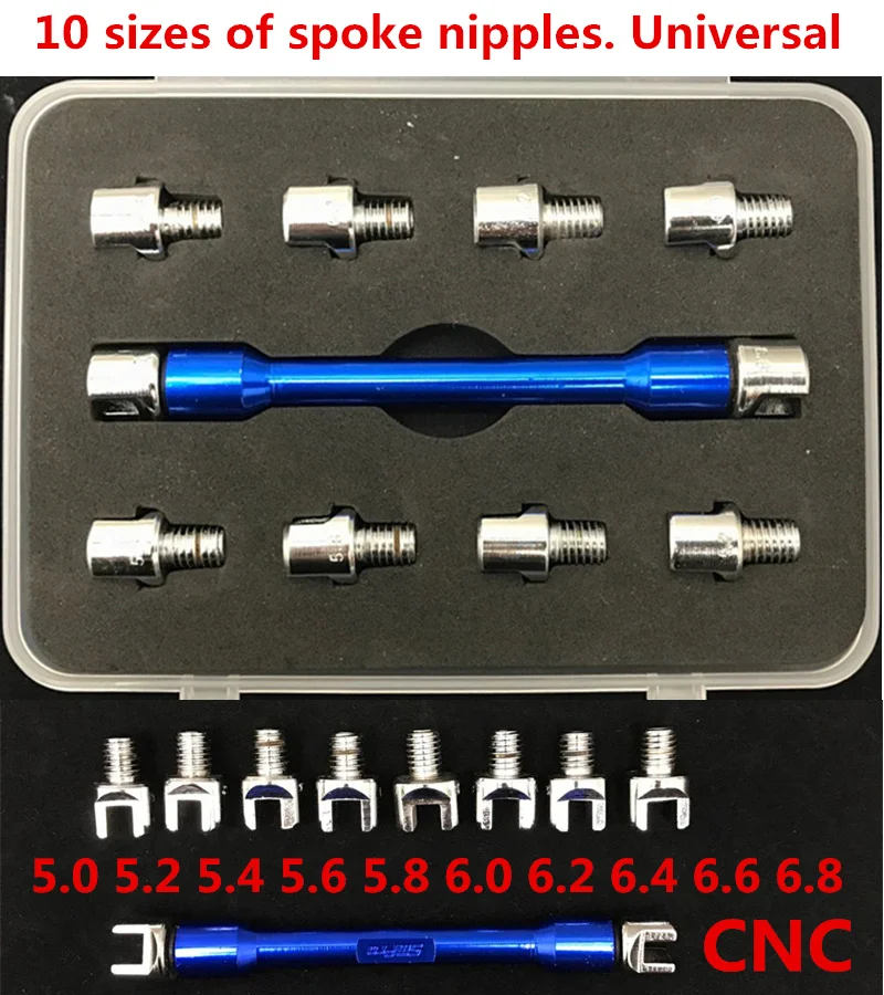 Blue CNC Motorcycle Spoke Wrench w/ 10 Hardened Tips 5.0-6.8 For Most ...