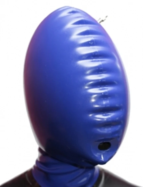 Inflatable latex mask with mouth opening and zipper zipper behind ...