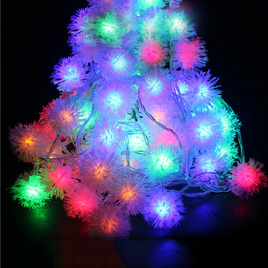 10M 100pcs Ball LED String Fairy Light Garland Furry Snow Ball ...