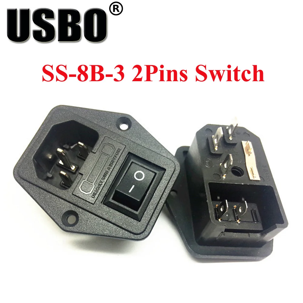 Black 10A 250V fused 2 Pins ON OFF switch IEC C14 output socket ...