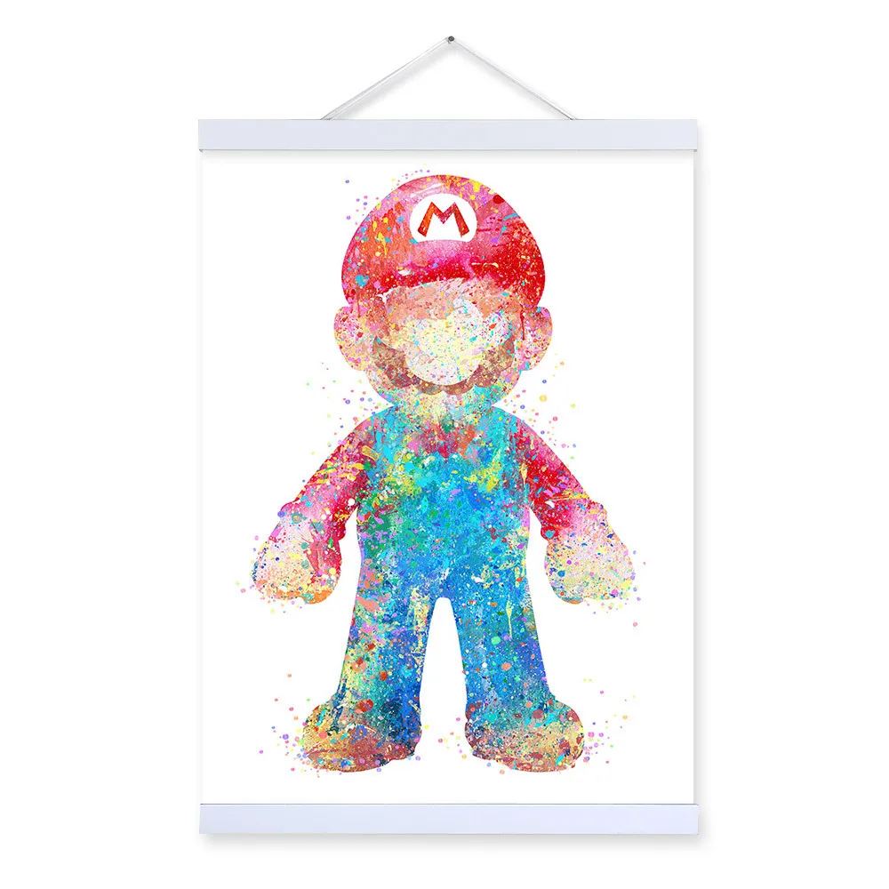 Original Watercolor Super Mario Cartoon figure Art Print Poster Wall ...
