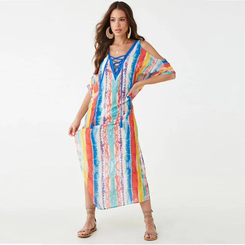 Printed Beach Cover Up Bikini Women 2019 new Beach Dress Tunic Long ...