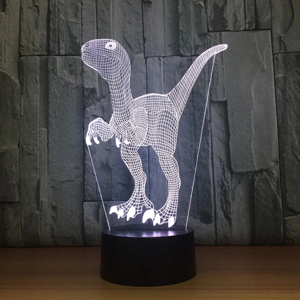 Velociraptor Dinosaur 3D LED Lamp Touch Switch Desk Light Night Light 7 ...