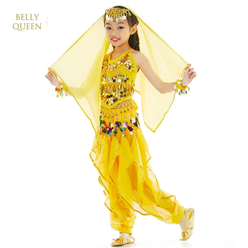 New Belly Dance Children Indian Costume 6Pcs/set (Top+Pant+Belt+ Head ...