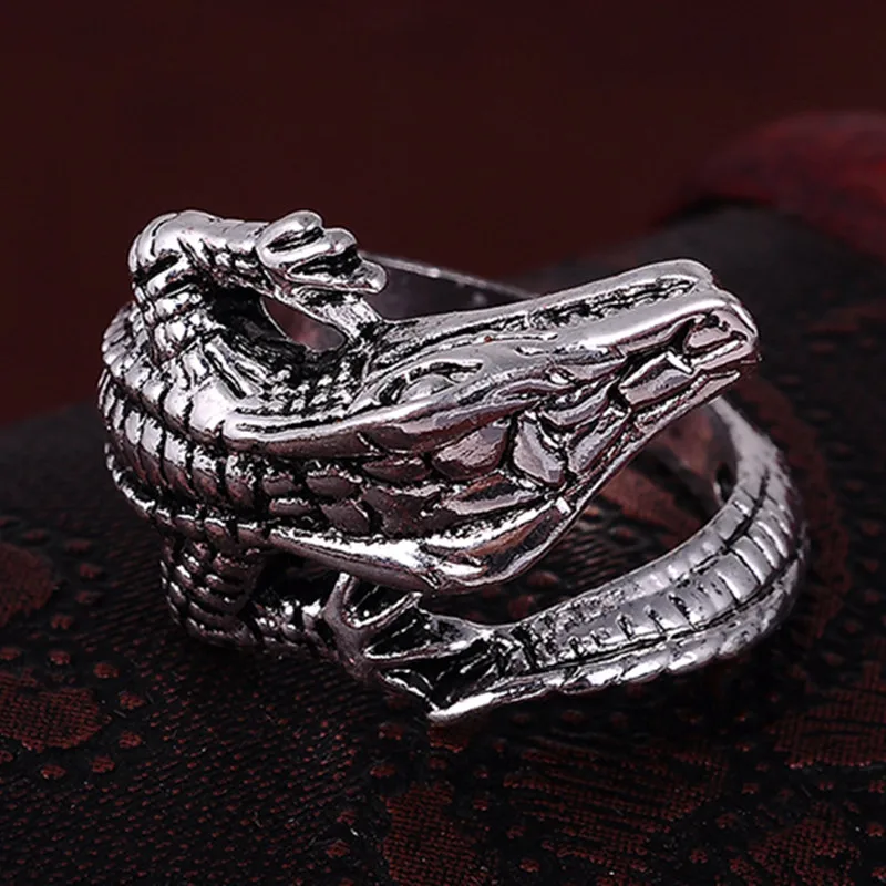2017 Punk Vintage Trend Man's Ring Gothic Men's Horror Lizard Biker ...