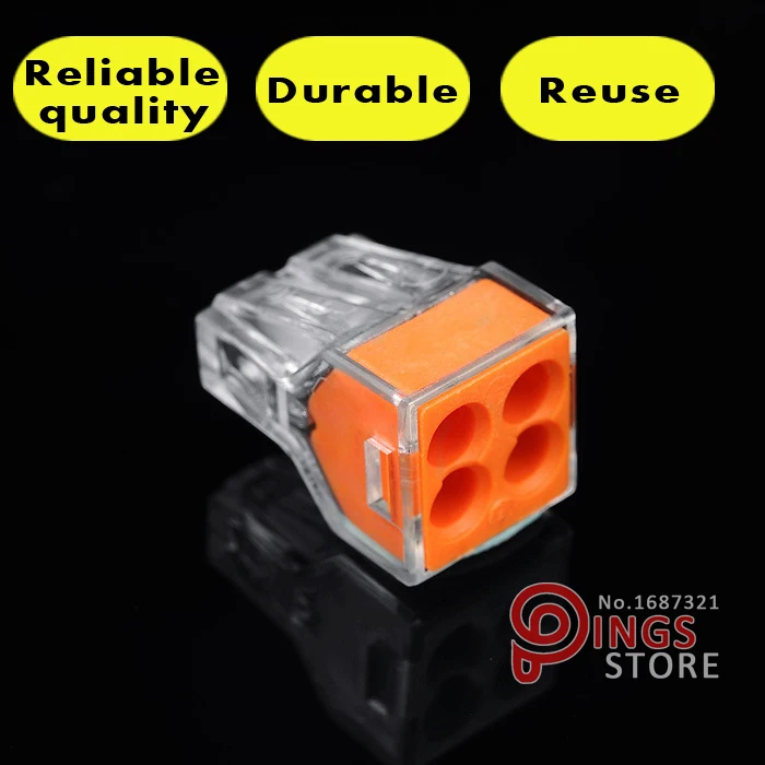 (50PCS) PCT 104(773 104) Push wire connector For Junction box 4 pin ...