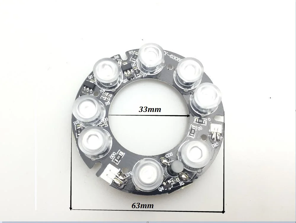 CCTV 나노 적외선 8 어레이 FY-6308 IR LED 보드 IR 카메라 야간 투시경 외부 직경 63mm 내경 33mm