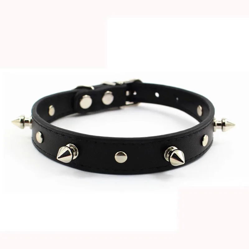 Punk Style Cat Puppy Collars Pu Kitten Lead With Spikes S M Red Black ...