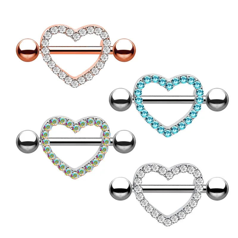 Colorful 1 Pair Sexy Body Piercing Pusar Cincin Jantung 316L Stainless ...