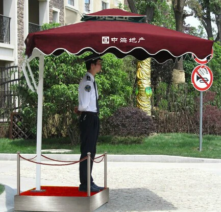 Security guard station booth outdoor umbrellas property platform full ...