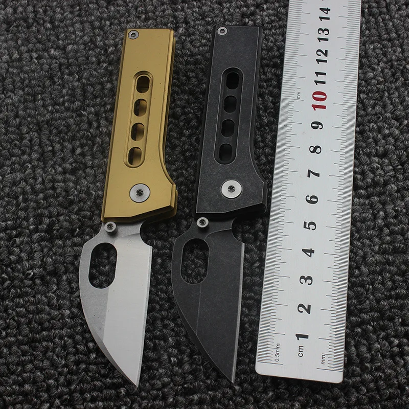 NEW! Mini Pea Keychain Pocket Knife gold washed 8cr13mov Blade CNC ...