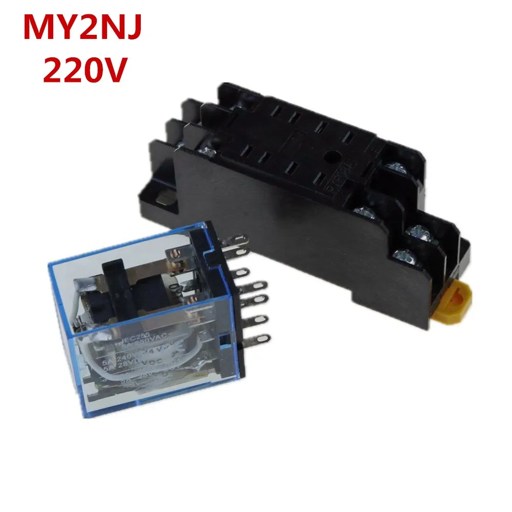 1 set 220V AC Coil Power Relay MY2NJ HH52P L 8PIN 5A With PYF08A Socket ...