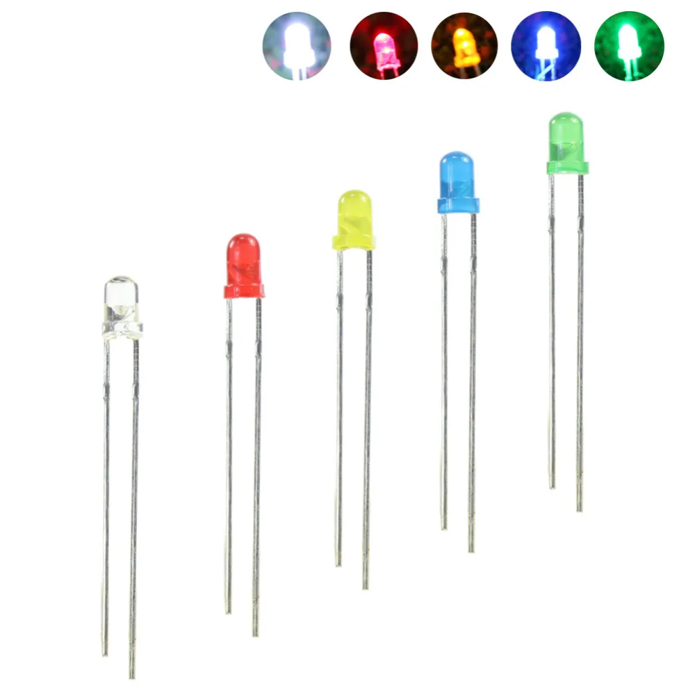 LED3 100 piezas 3mm Led colores mezclados rojo/amarillo/azul/verde ...