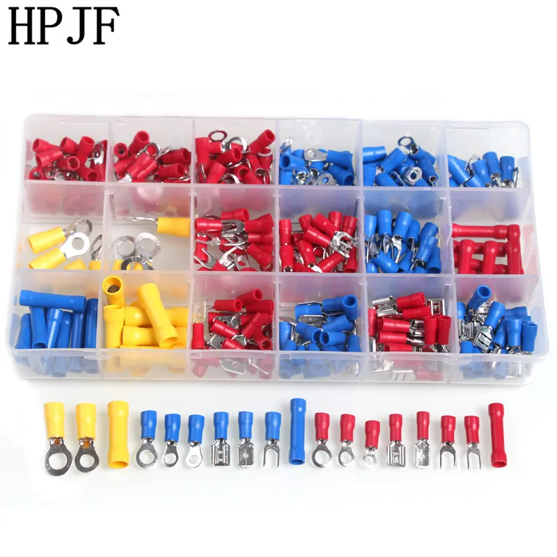 300pcsElectrical-Wire-Crimp-Terminals-Kit-Insulated-Terminator-Spade ...
